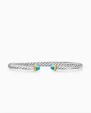 David Yurman Cable Flex® Bracelet In Sterling Silver And 14k Yellow Gold With Topaz - Turquoise