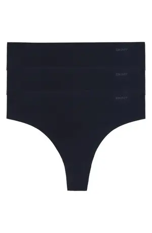 Dkny Assorted 3-pack Cut Anywhere Thong - Dk Black