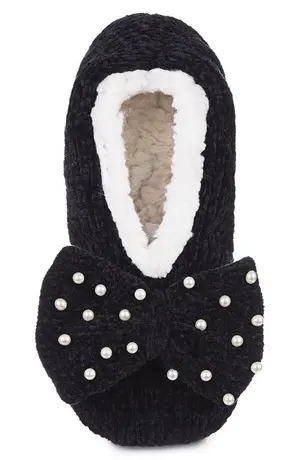 MEMOI Precious Pearls Chenille Slipper Socks