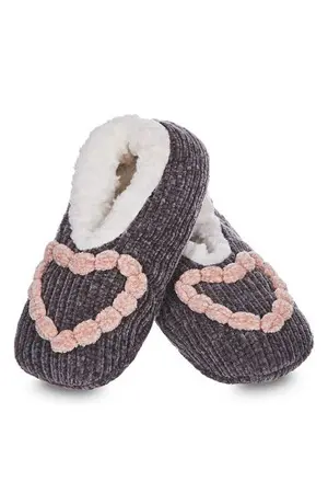 MEMOI Cozy Heart Chenille Slipper Sock - Gray