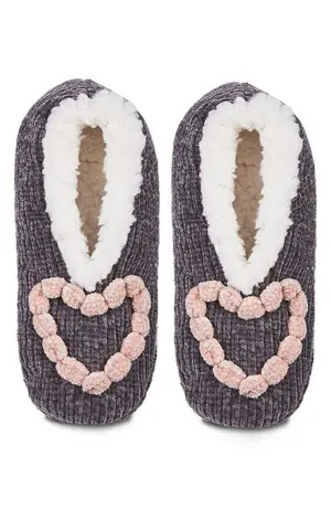 MEMOI Cozy Heart Chenille Slipper Sock