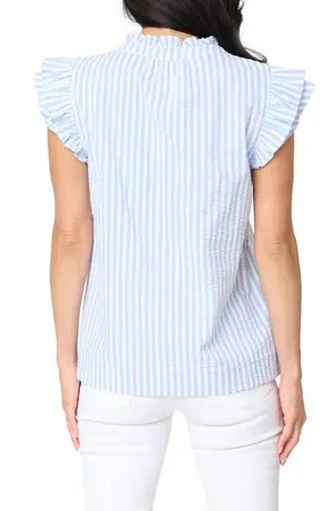 GIBSONLOOK Stripe Flutter Sleeve Seersucker Top