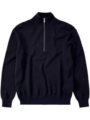 Closed Ribbed-knit Half-zip Jumper