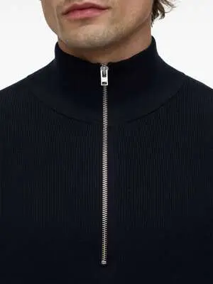 Closed Ribbed-knit Half-zip Jumper