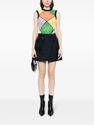 MARINE SERRE Panelled Crochet Knit Tank Top