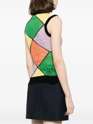 MARINE SERRE Panelled Crochet Knit Tank Top