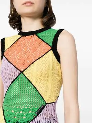 MARINE SERRE Panelled Crochet Knit Tank Top