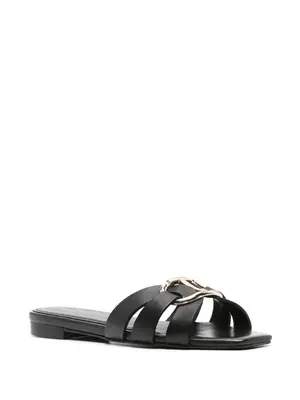 TWINSET Oval T-plaque Leather Slides