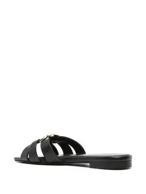 TWINSET Oval T-plaque Leather Slides