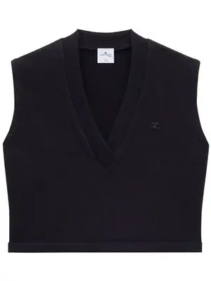 COURREGES Logo-appliqué Vest - Black