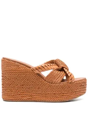 Casadei 130mm Formentera Wedge Sandals - Brown