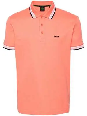 BOSS Logo-embroidered Piqué Polo Shirt - Orange