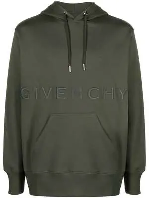 Givenchy 4g-embroidered Cotton Hoodie - Green