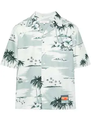 Maison Kitsuné Island-print Bowling Shirt