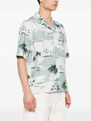 Maison Kitsuné Island-print Bowling Shirt