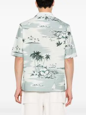 Maison Kitsuné Island-print Bowling Shirt