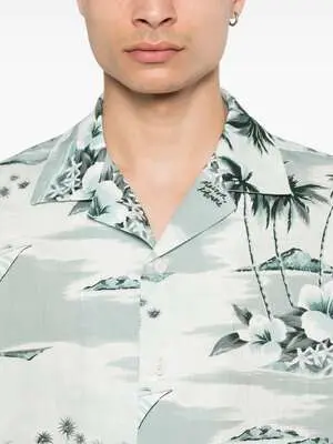 Maison Kitsuné Island-print Bowling Shirt