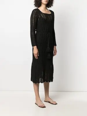 MATIMI Crochet Tie-waist Midi Dress