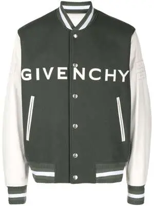 Givenchy Logo-embroidered Button-up Varsity Jacket - Green