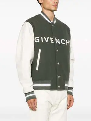 Givenchy Logo-embroidered Button-up Varsity Jacket - Green