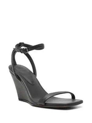 Brunello Cucinelli 90mm Leather Wedge Sandals