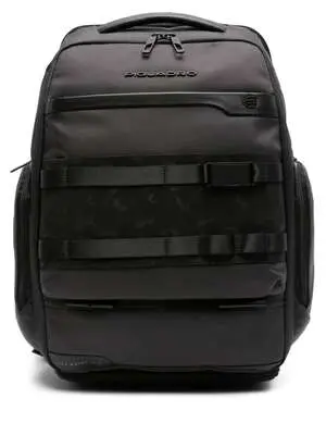PIQUADRO Logo-plaque Panelled Backpack - Grey