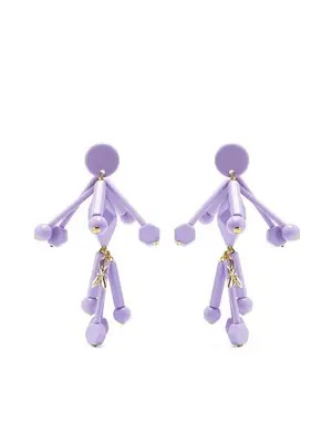 Patrizia Pepe Bead-embellished Clip-on Earrings - Purple