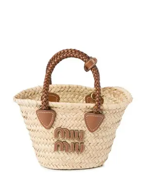 Miu Miu Logo-appliqué Woven Tote