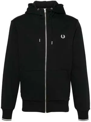 Fred Perry Embroidered-logo Zip-up Jacket - Black