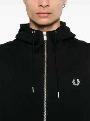 Fred Perry Embroidered-logo Zip-up Jacket - Black