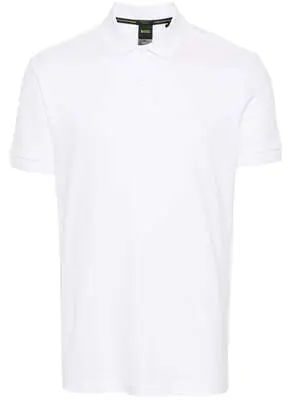 BOSS Logo Print Cotton Polo Shirt - White