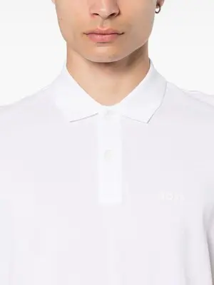BOSS Logo Print Cotton Polo Shirt - White
