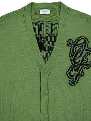 Off-White V-neck Intarsia-knit Cardigan