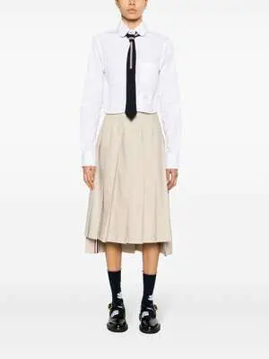 Thom Browne Logo-patch Cropped Shirt - White