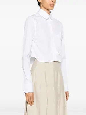 Thom Browne Logo-patch Cropped Shirt - White