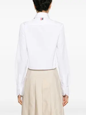 Thom Browne Logo-patch Cropped Shirt - White