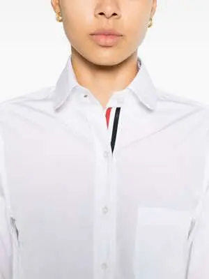 Thom Browne Logo-patch Cropped Shirt - White