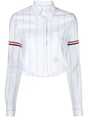 Thom Browne Striped Cropped Shirt - White