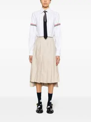 Thom Browne Striped Cropped Shirt - White