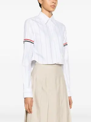 Thom Browne Striped Cropped Shirt - White