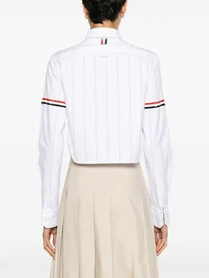 Thom Browne Striped Cropped Shirt - White