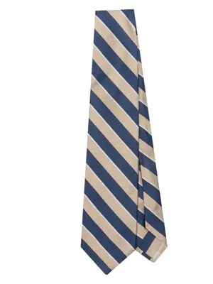 BARBA NAPOLI Stripe-pattern Silk Tie - Neutrals