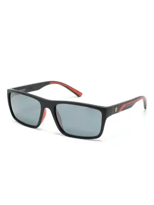 FERRARI Rectangle-frame Mirrored Sunglasses - Black