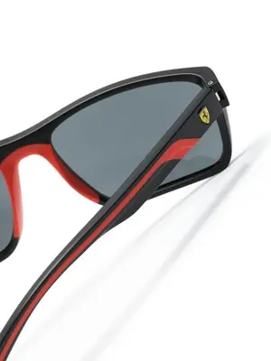 FERRARI Rectangle-frame Mirrored Sunglasses - Black