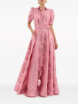Rebecca Vallance Floral Jacquard Belted Maxi Dress - Pink
