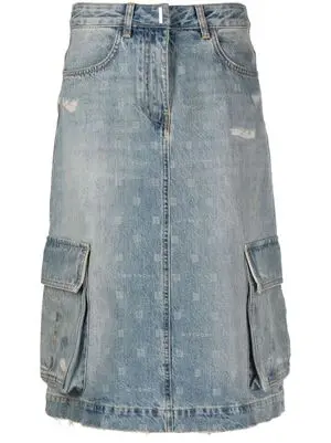 Givenchy Monogram-print Denim Cargo Skirt