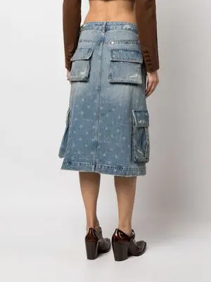 Givenchy Monogram-print Denim Cargo Skirt
