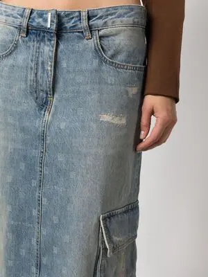Givenchy Monogram-print Denim Cargo Skirt