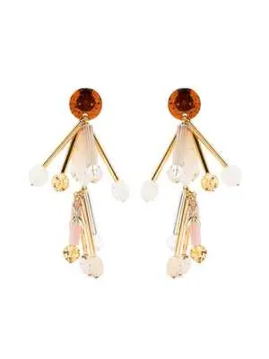 Patrizia Pepe Bead-embellished Clip-on Earrings - Neutrals