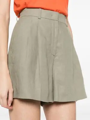 Kiton Pleated Linen Shorts